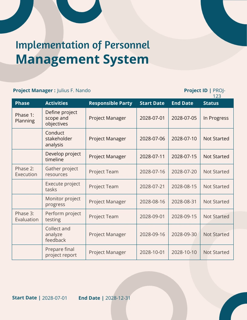 Cream Blue Implementation Plan Template - Venngage