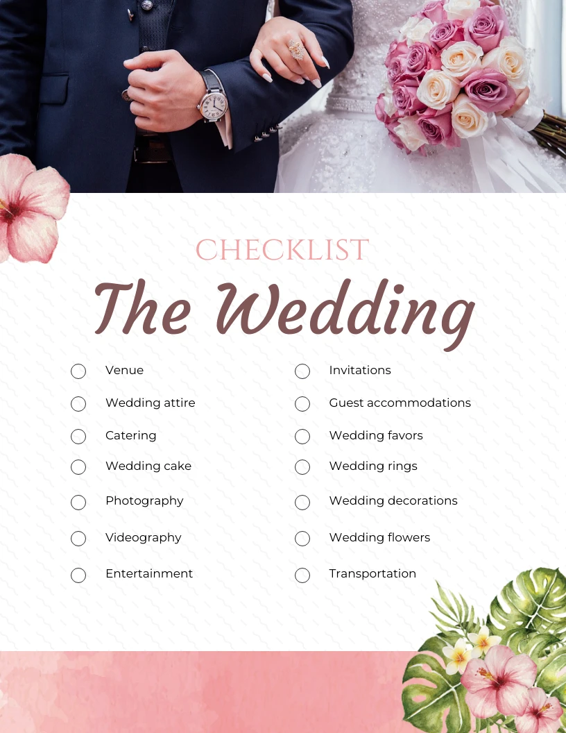 White Pink Marriage Checklist Template - Venngage