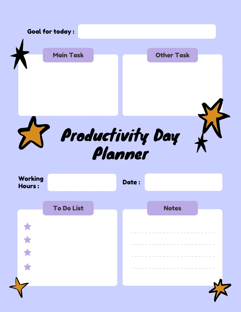 Productive Day Planner Template - Venngage