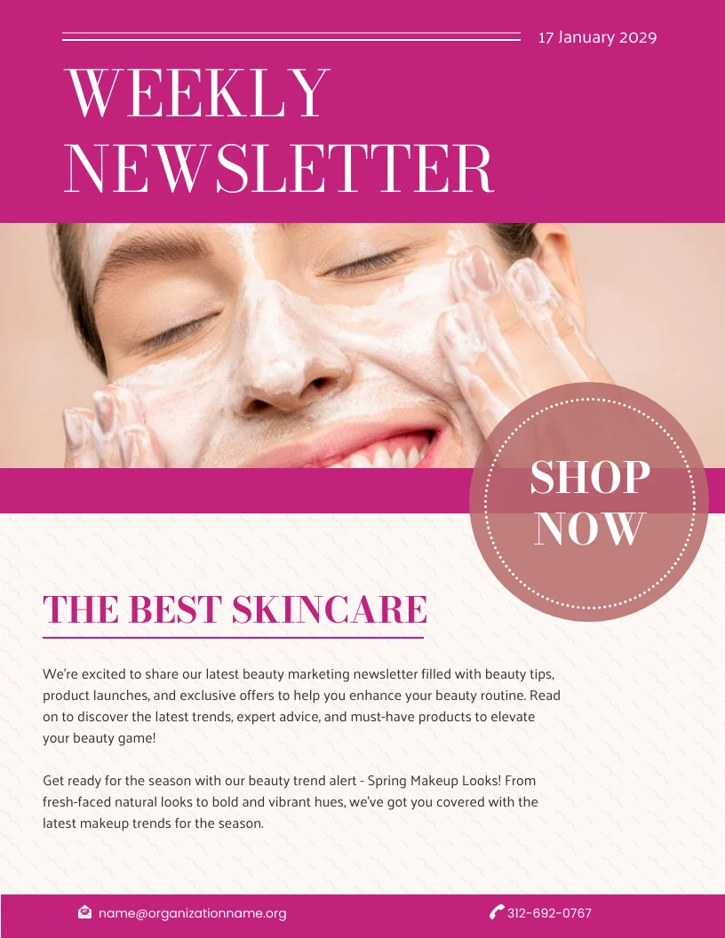 Pink Skincare Newsletter Template - Venngage