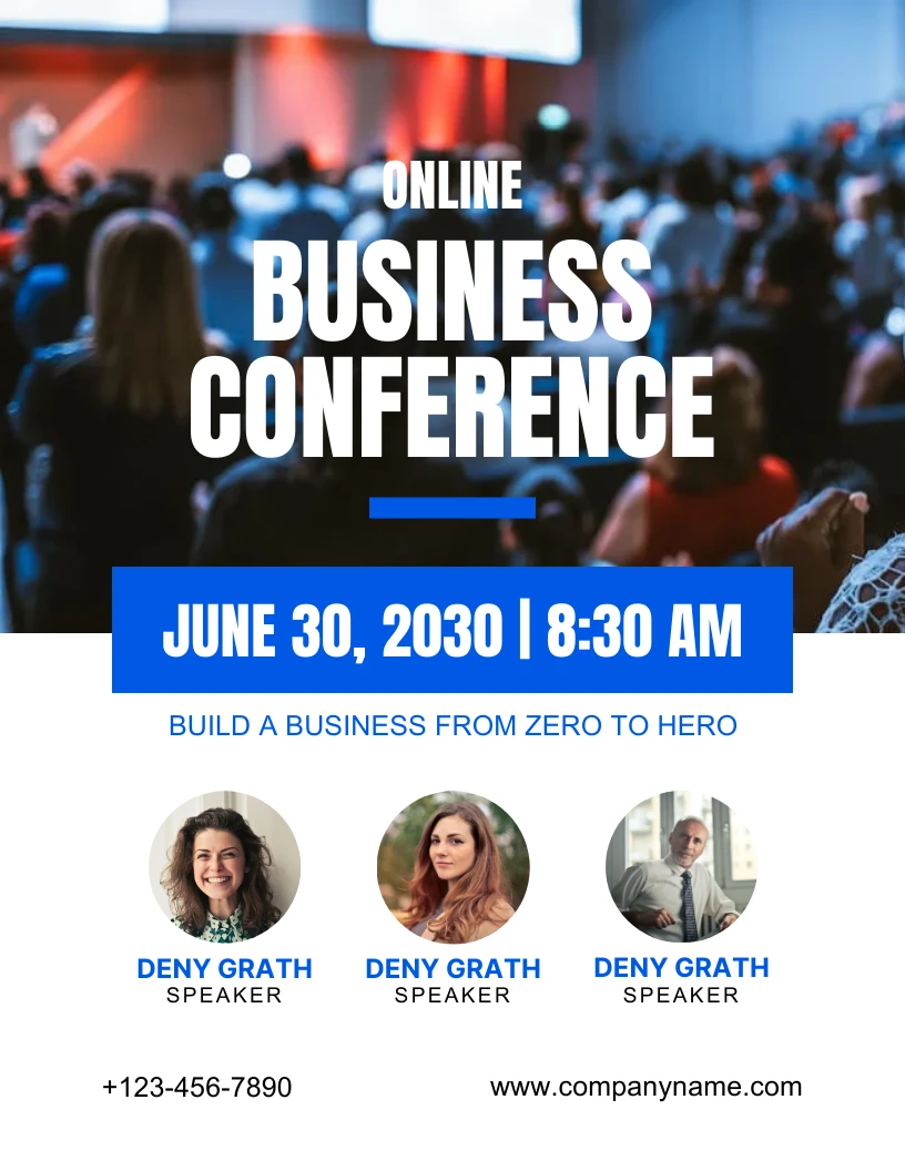 White And Blue Simple Online Business Conference Poster - Venngage