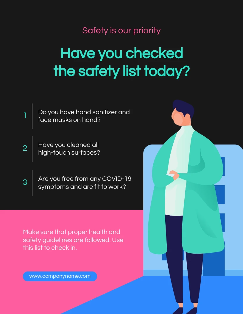 Black And Pink Simple Illustration Safety Poster - Venngage