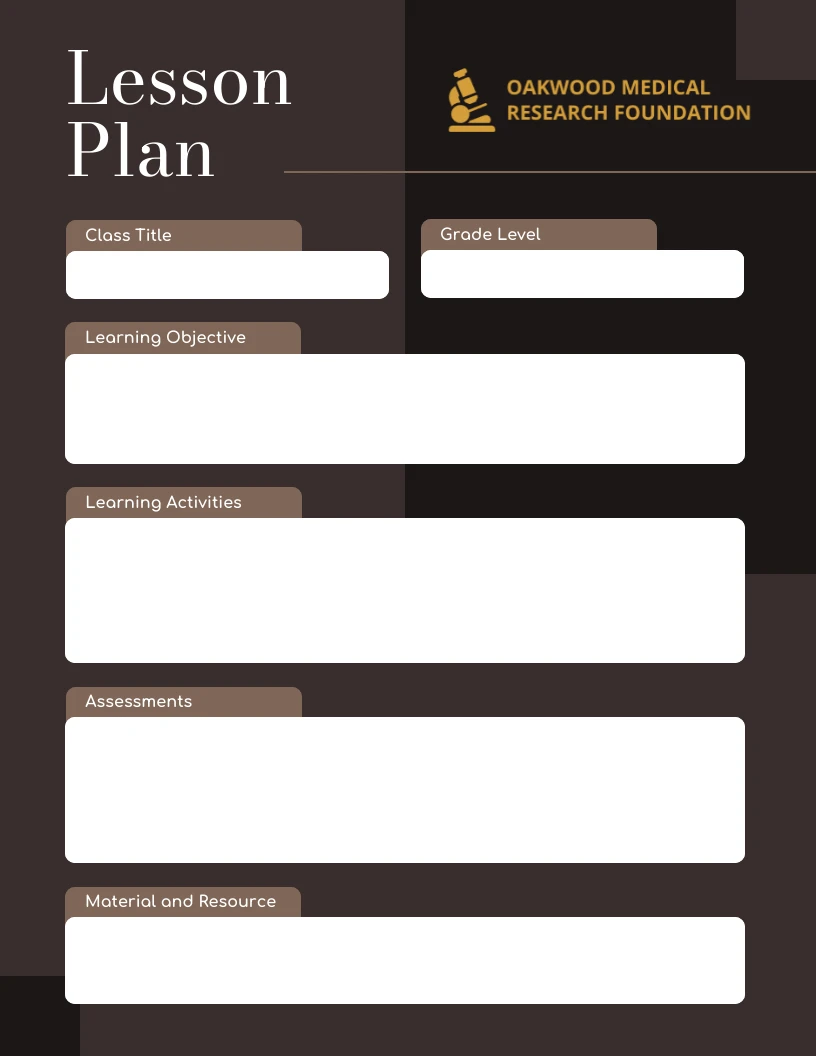 Brown Lesson Plan Template - Venngage
