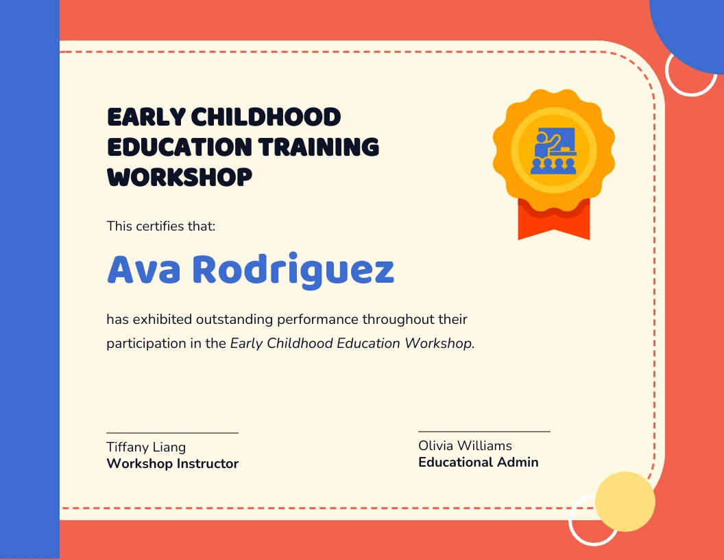 Playful Education Training Workshop Certificate Template - Venngage
