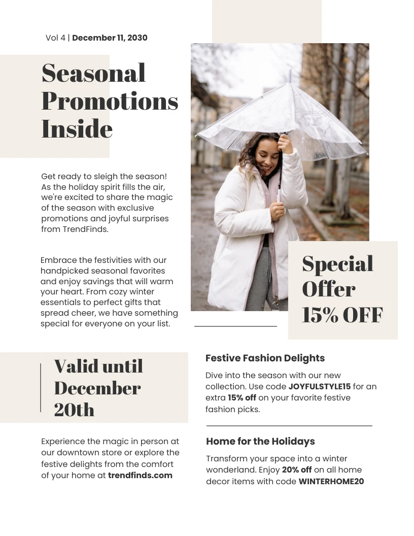 Seasonal Promotion Newsletter Template - Venngage
