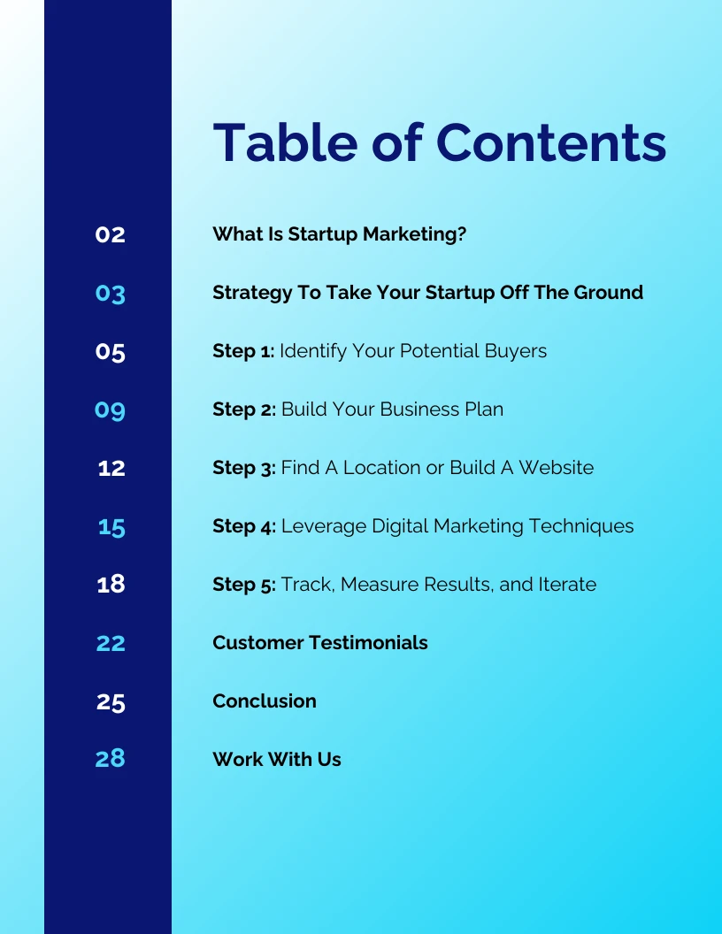 Gradient Marketing White Paper Table of Contents Template - Venngage