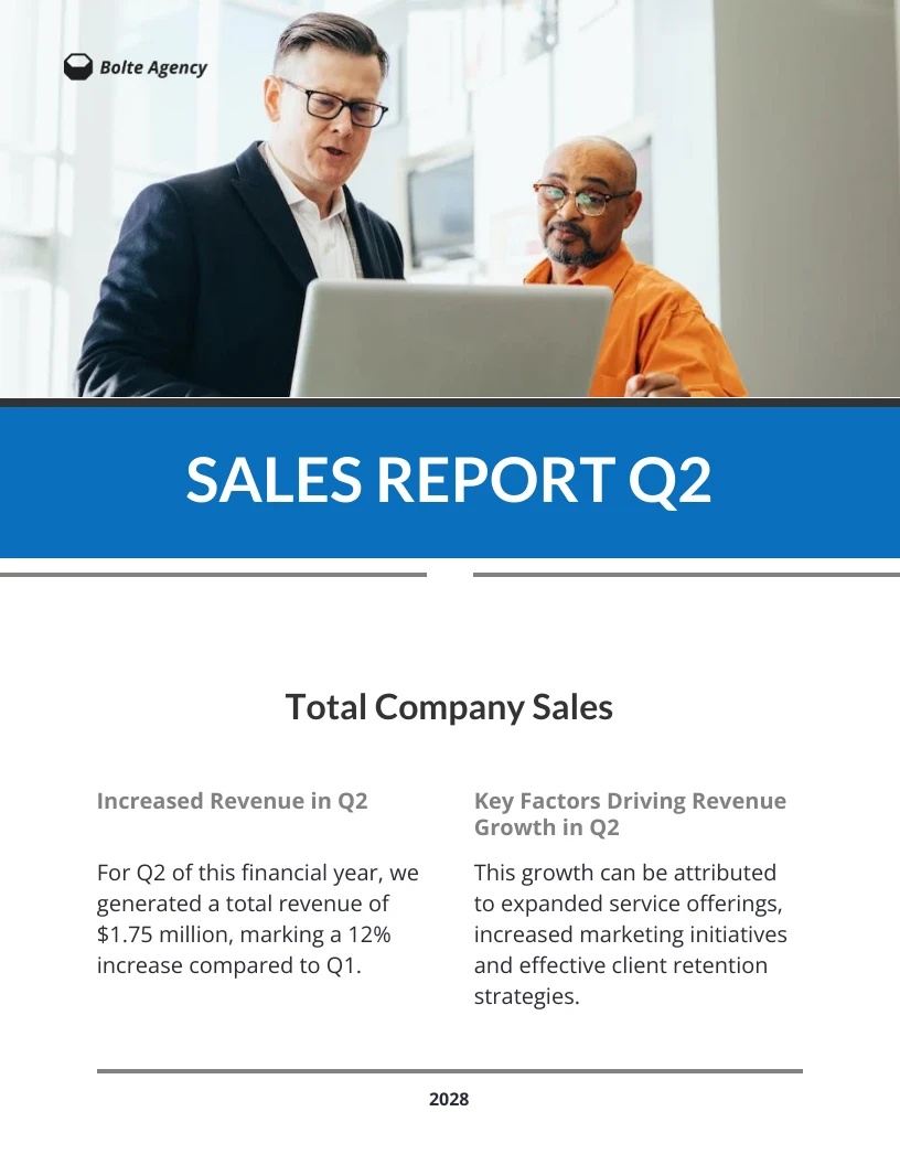 Blue Sales Report Template - Venngage
