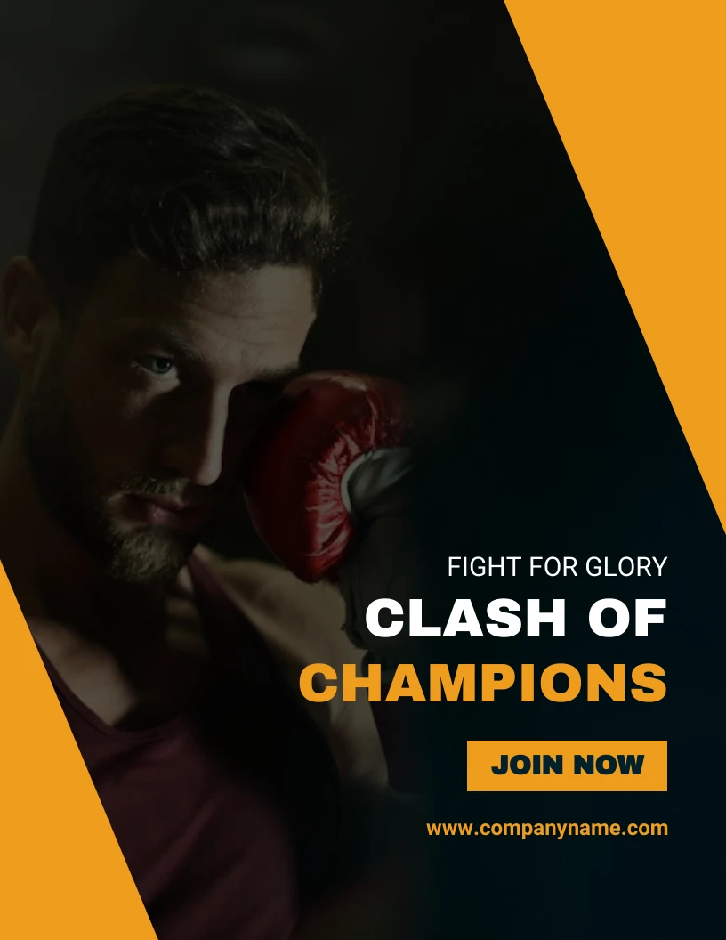 Póster Classe moderna preta e amarela de campeão de boxe - Venngage