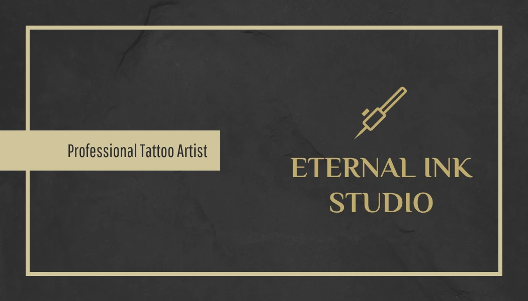 Gold Frame And Strip Minimalist Modern Tattoo Business Card - Venngage