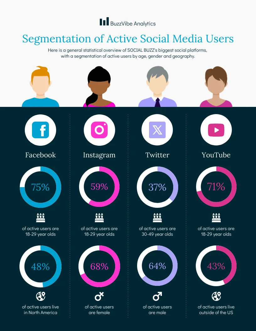 Ebony Clay Social Media Users Segment Infographic Template - Venngage