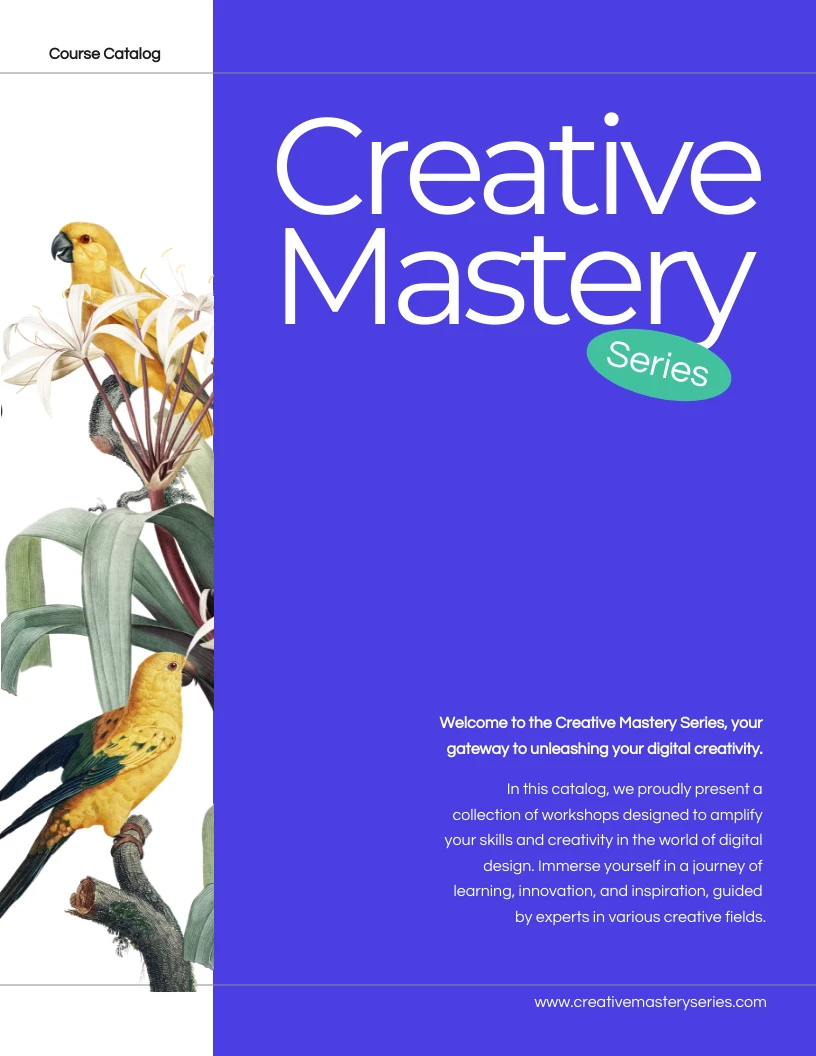 Creative Mastery Course Catalog Template - Venngage