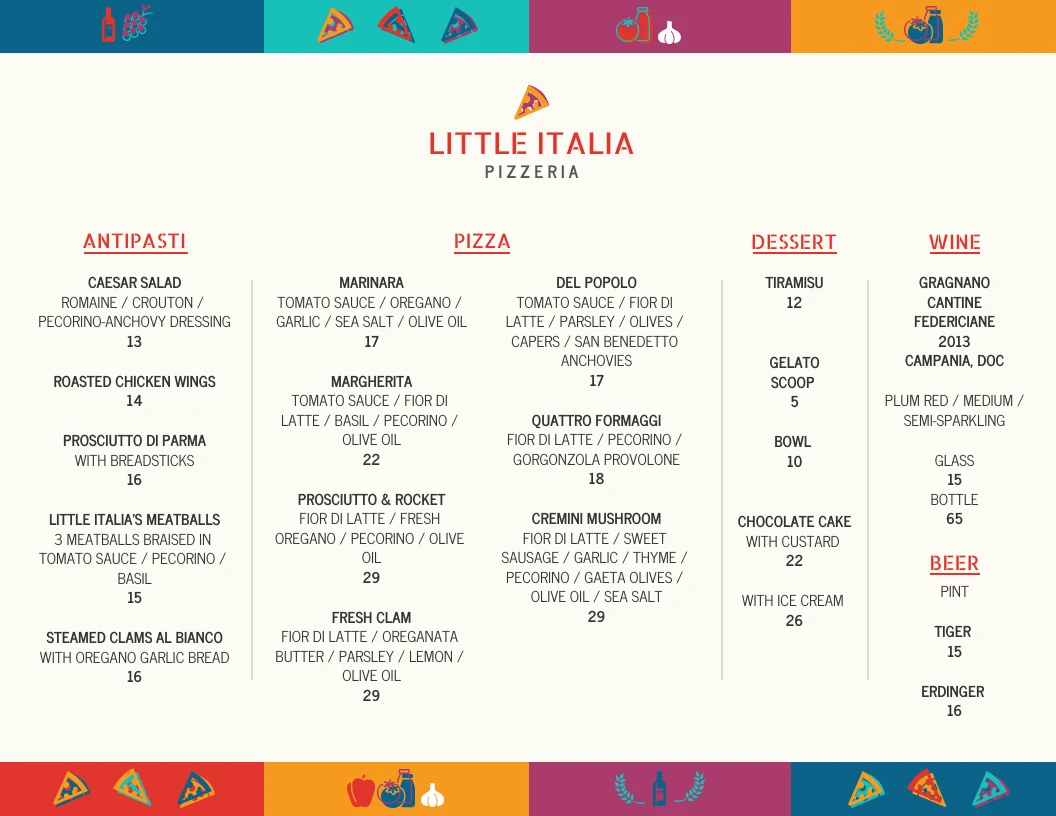 Italian Pizza Menu - Venngage