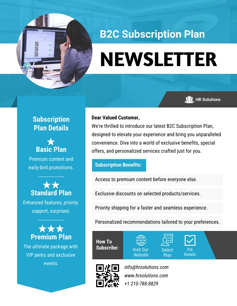 B2C Subscription Plan Newsletter Template - Venngage B2C Subscription Plan Newsletter Template - Venngage
