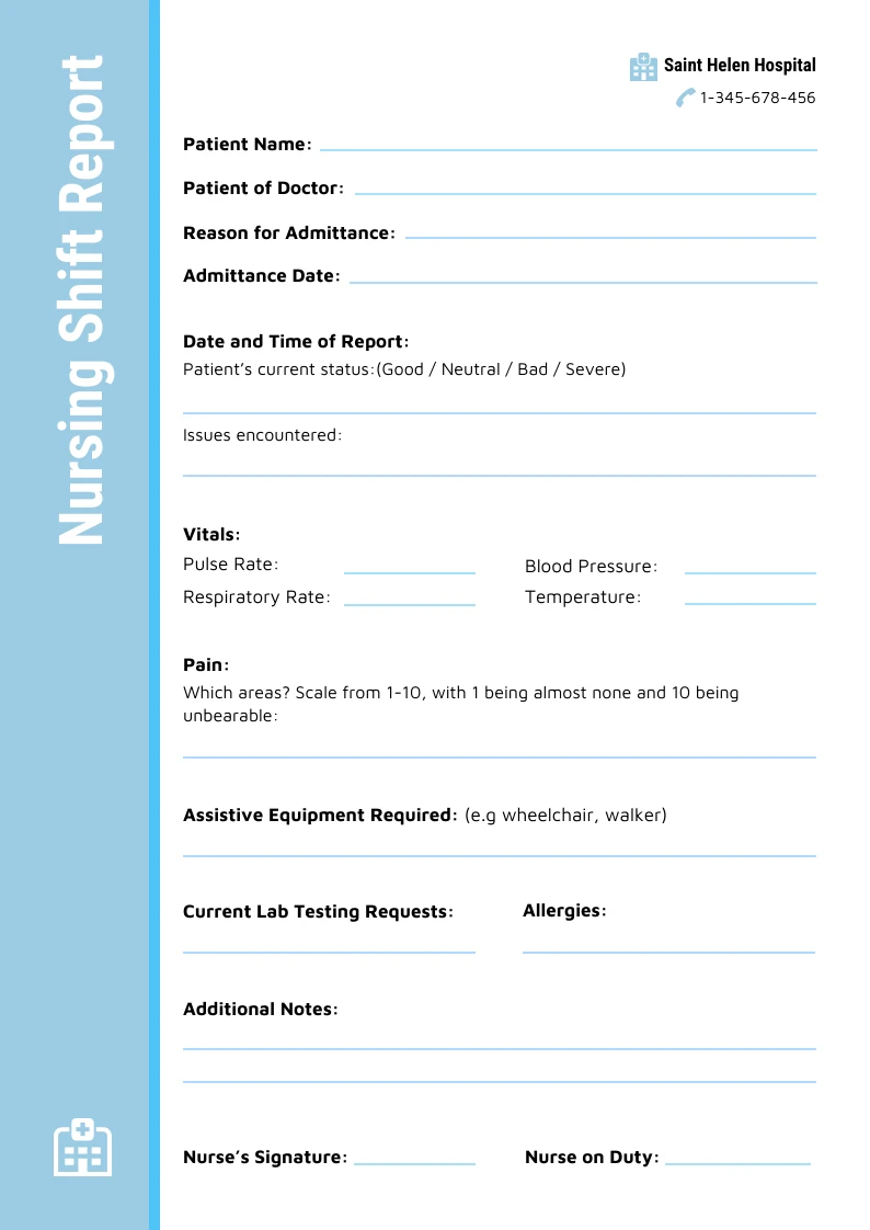 Nursing Shift Report Template Venngage