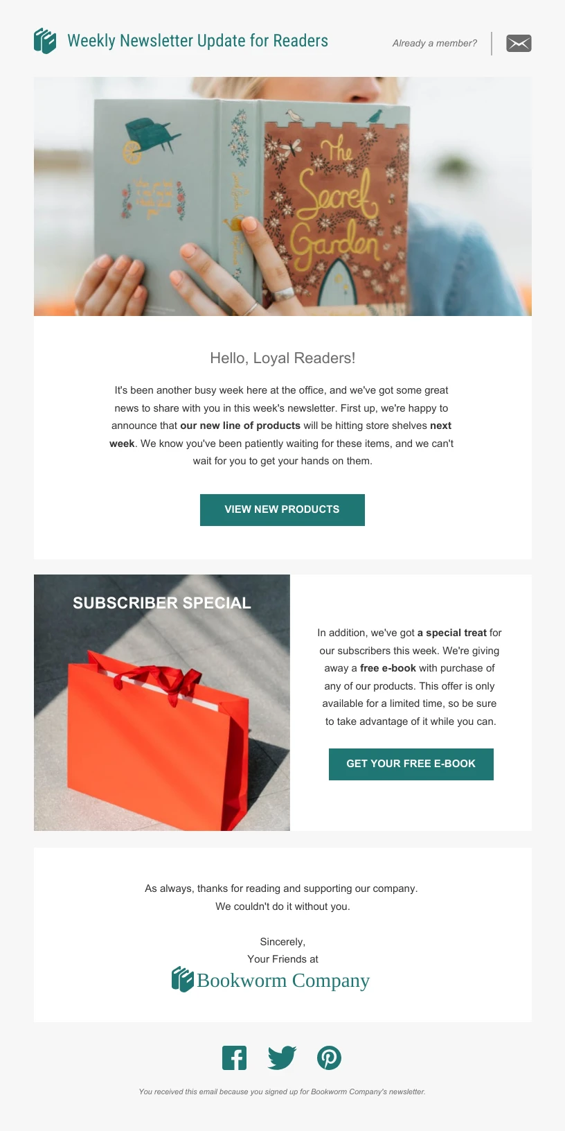 Book Readers Weekly Newsletter Template - Venngage