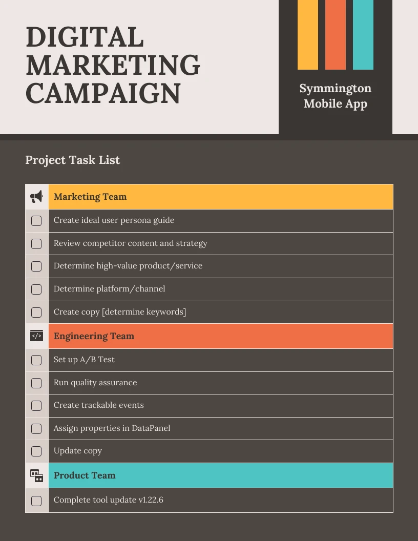 Contrast Digital Marketing Project Work Checklist Template - Venngage