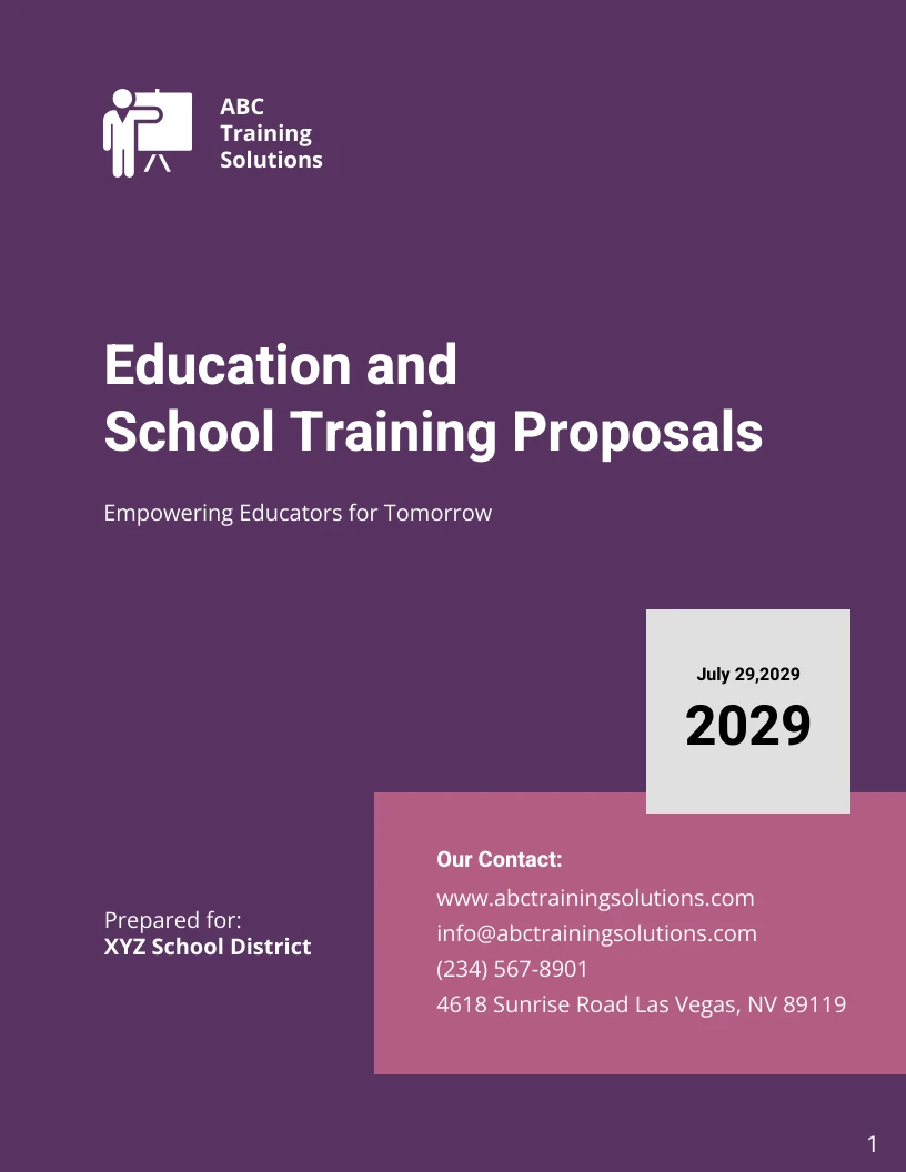 Education & School Training Proposal Template - Venngage