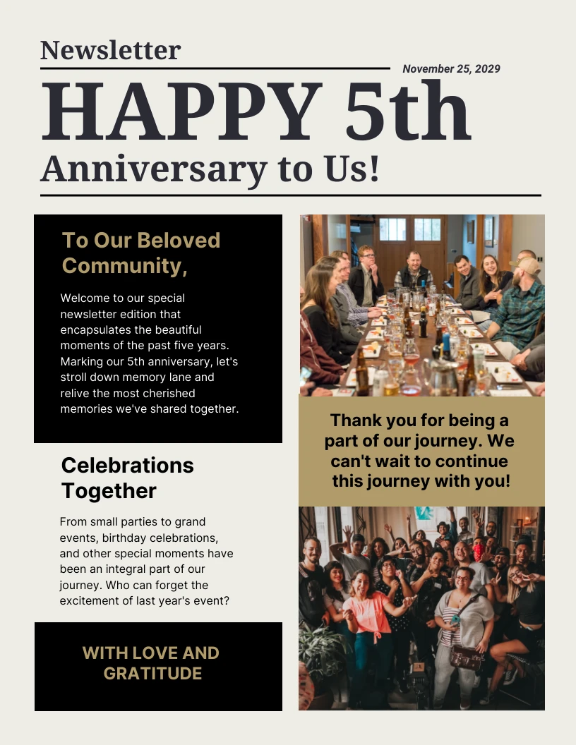Anniversary Memories Newsletter Template - Venngage