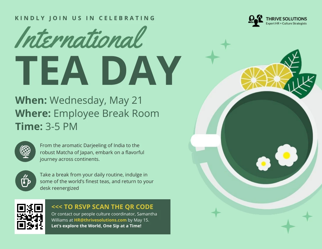 Workplace International Tea Tasting Party Invitation - Venngage