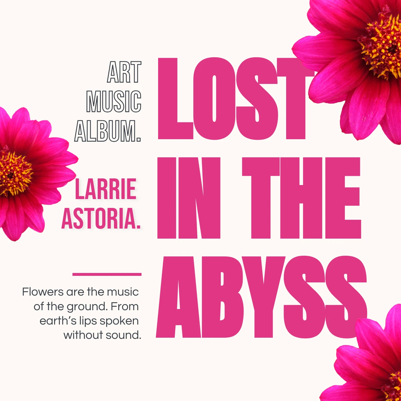 Beige And Pink Minimalist Floral Bold Album Cover - Venngage