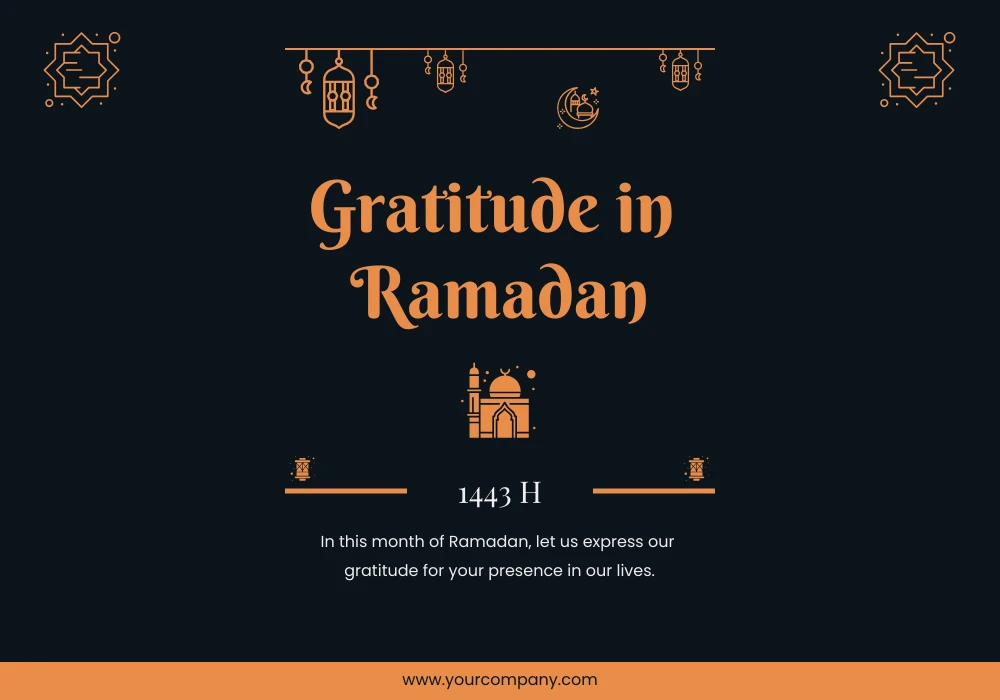 Black and Orange Gratitude In Ramadan Card - Venngage