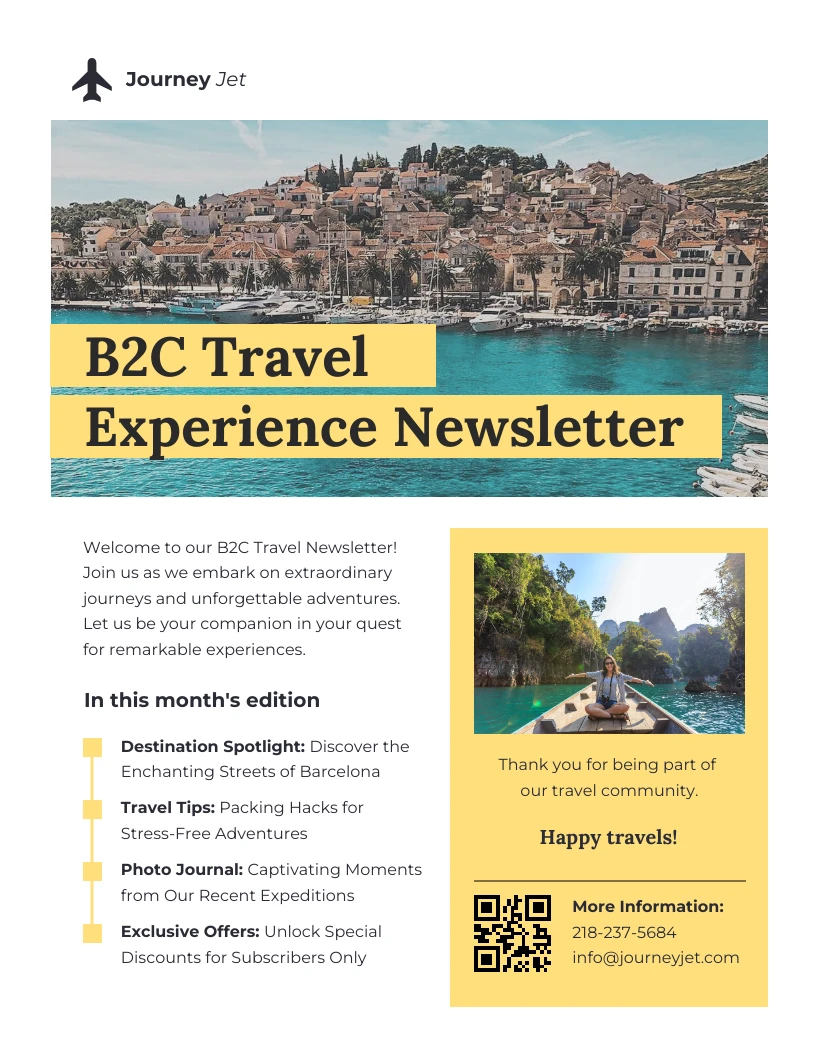 B2C Travel Experience Newsletter Template - Venngage