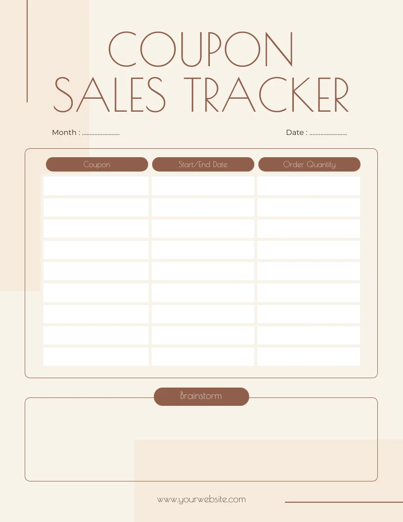 Beige Modern Coupon Sales Tracker Template - Venngage