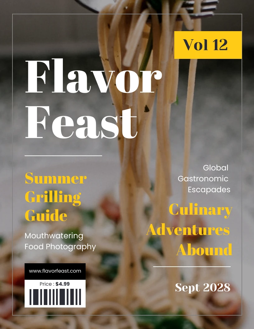 Minimalist Flavor Feast Food Magazine Cover - Venngage