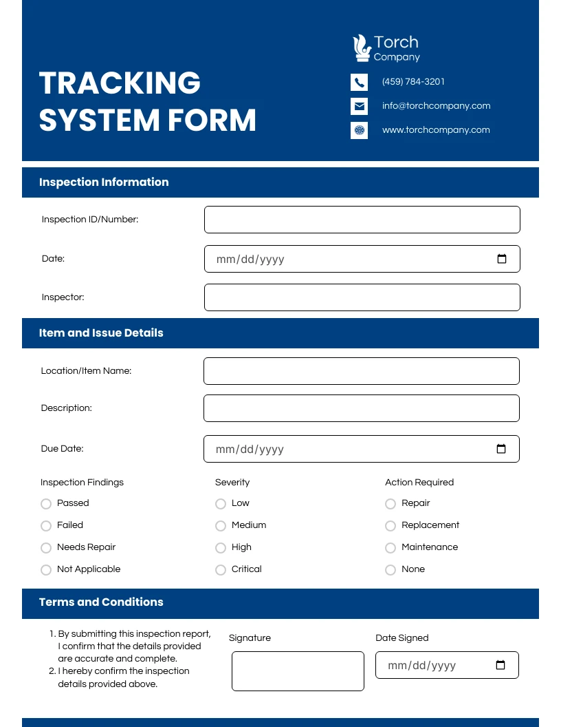 Blue Tracking System Form Template - Venngage