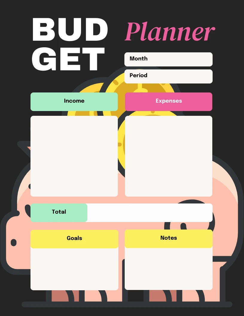Dark Colorful Budget Planner Template - Venngage