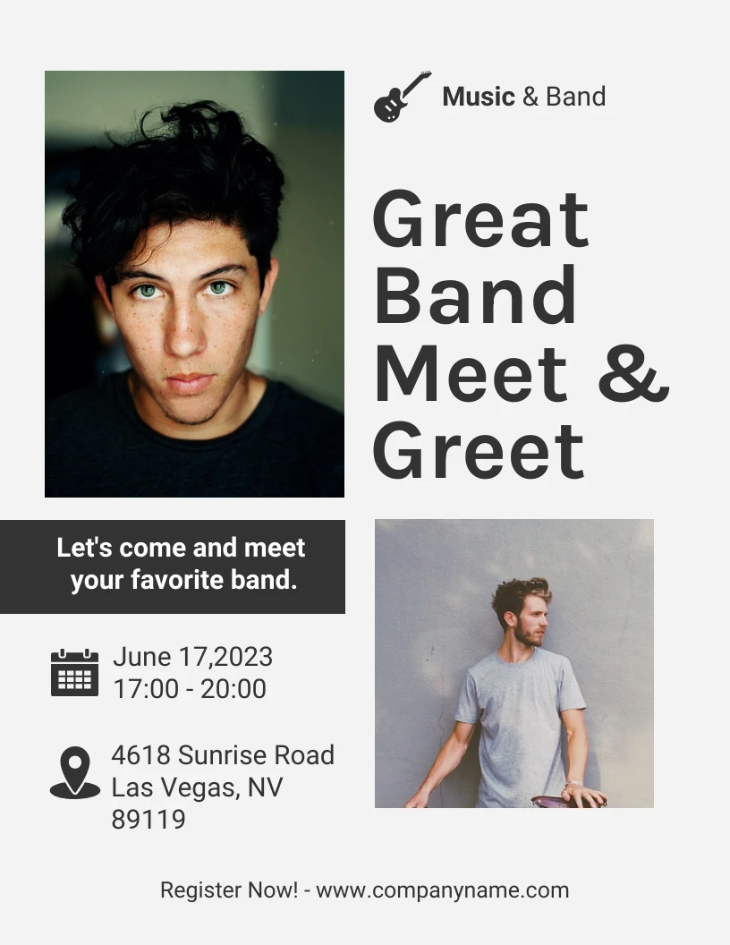 Music Band Meet Greet Band Flyer Template - Venngage