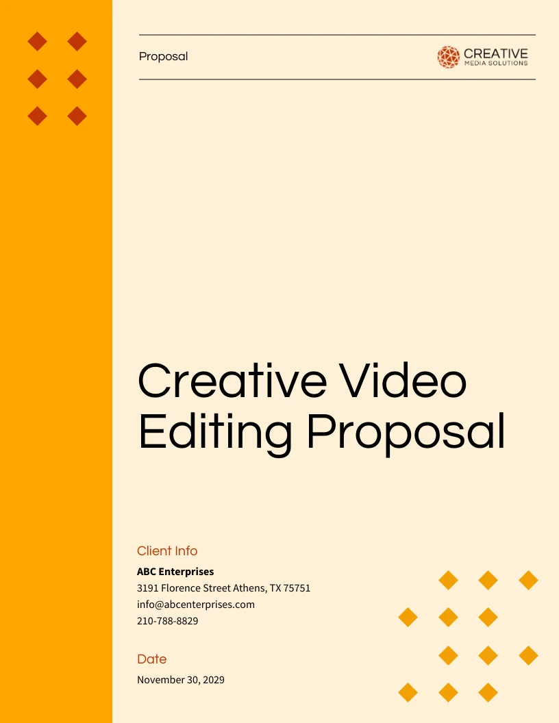 Creative Video Editing Proposal Template - Venngage