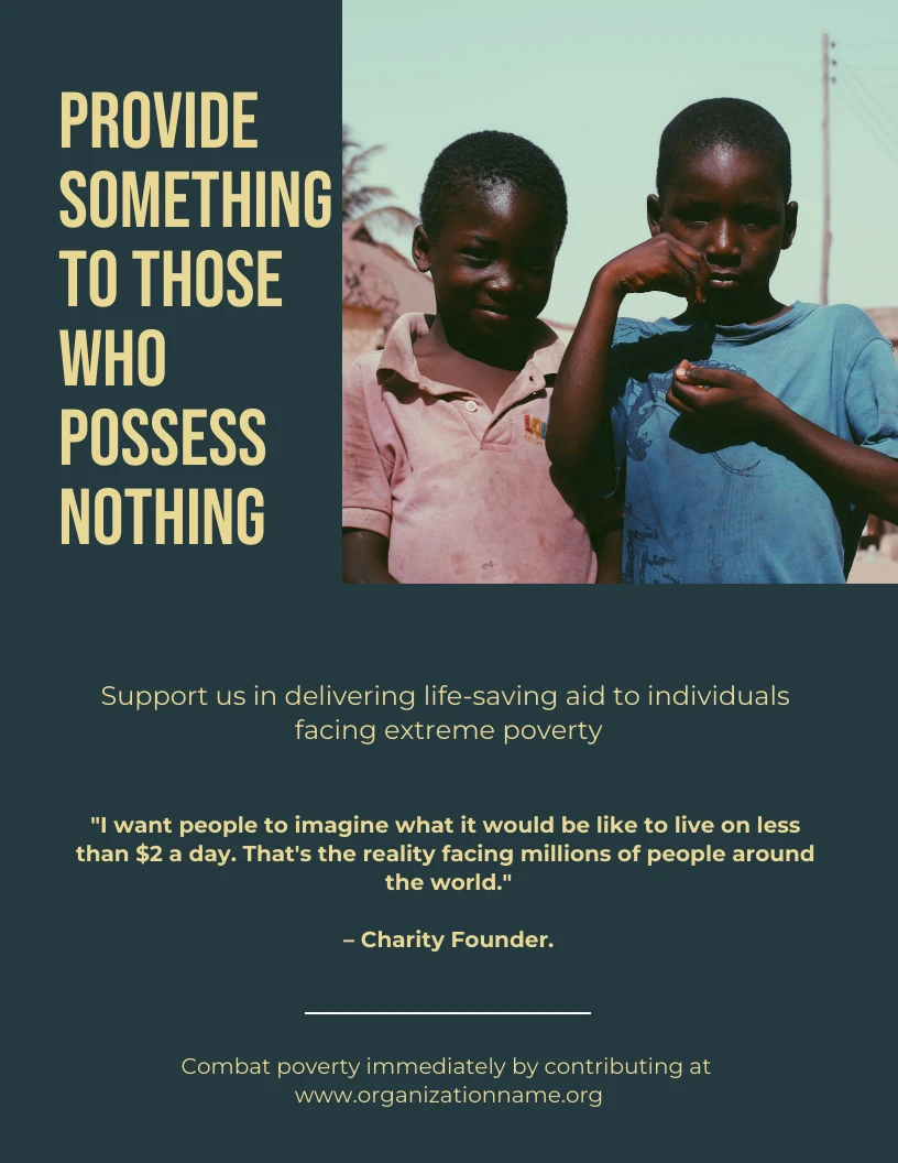 Dark Green And Yellow Minimalist Poverty Poster - Venngage