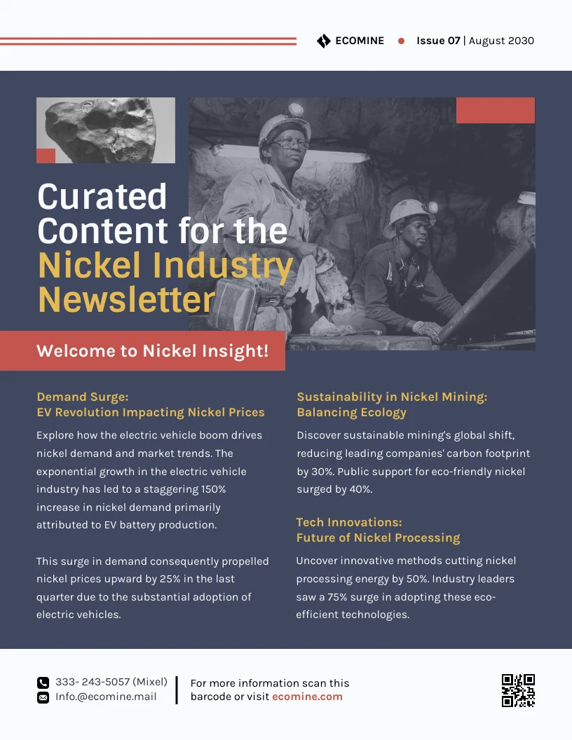 Nickel Industry Newsletter Template - Venngage