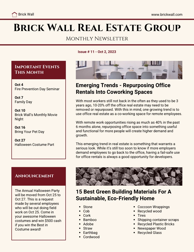 Real Estate Newsletter Examples Template - Venngage