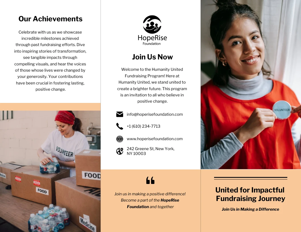 Orange Pastel Fundraising Tri-fold Brochure Template - Venngage