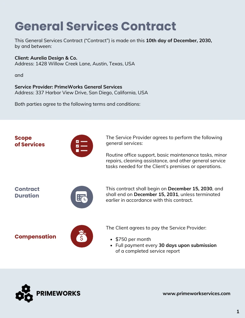 General Services Contract Template - Venngage