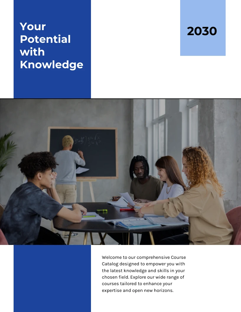 Simple Course Catalog Template - Venngage