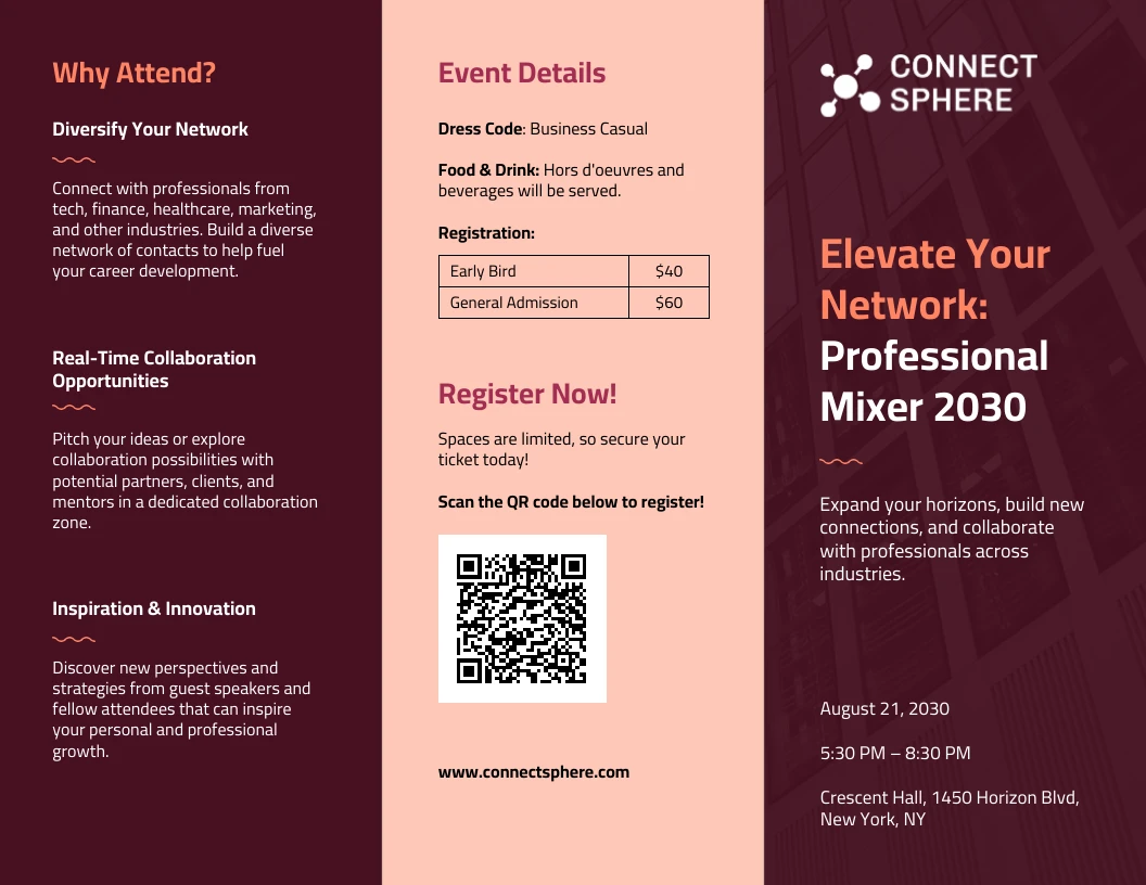 Networking Event Brochure Template Venngage