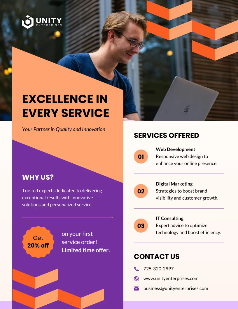 One-Page General Brochure Template - Venngage