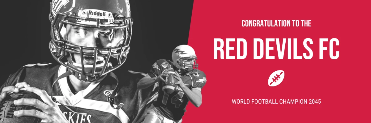 Red And Black Minimalist Futuristic Congratulation Football Team Banner ...