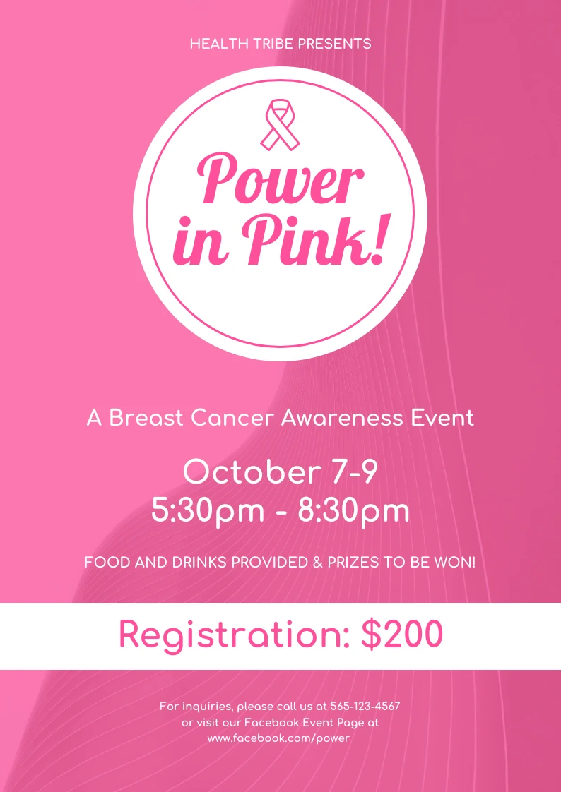 Breast Cancer Awareness Event Poster Template - Venngage