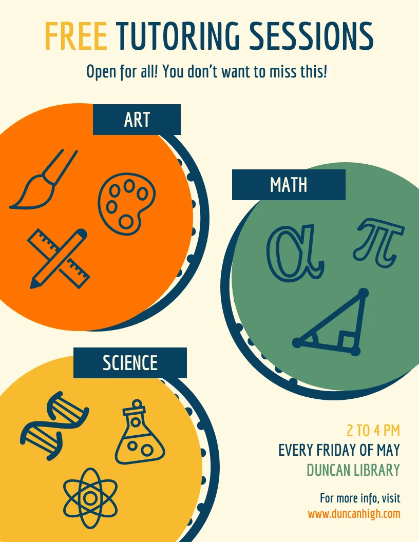 Colorful Free Tutoring Poster - Venngage