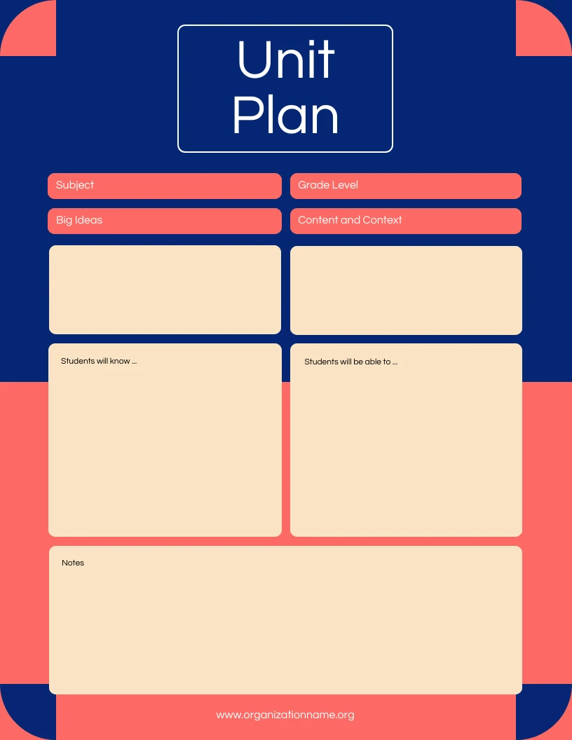 Red Blue Unit Plan Template - Venngage