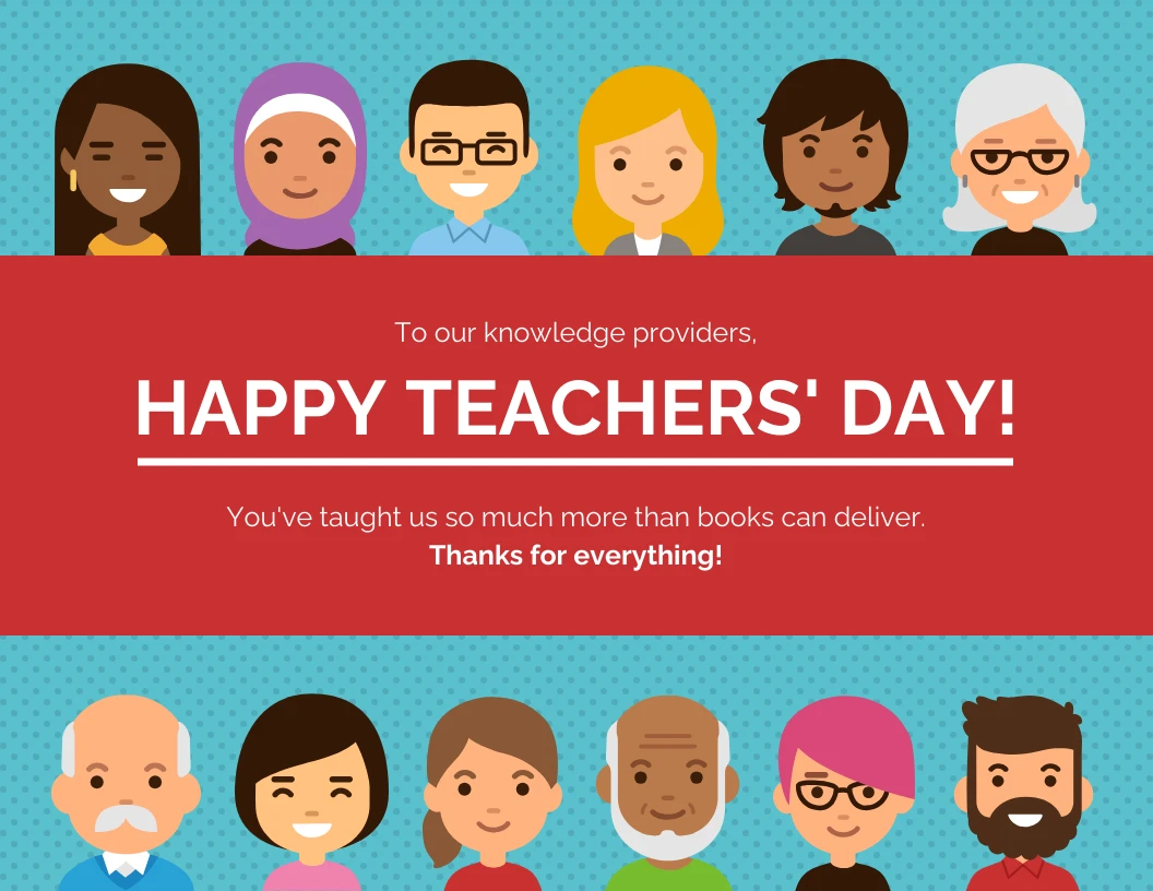 Illustrative Happy Teachers' Day Card - Venngage