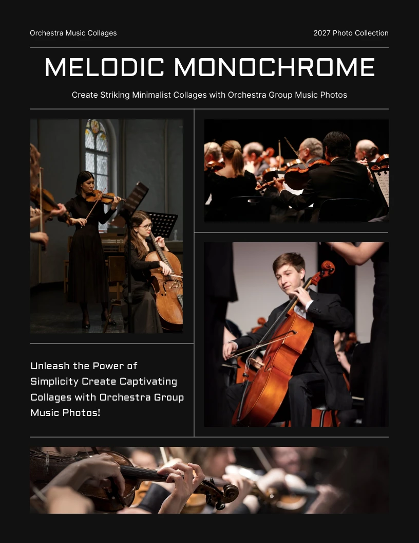 Black And White Line Minimalist Orchestra Music Collages - Venngage