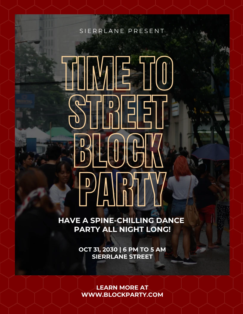 Red Modern Block Party Poster - Venngage