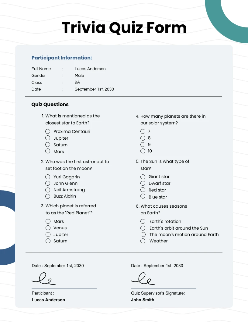 Quiz Form Template - Venngage