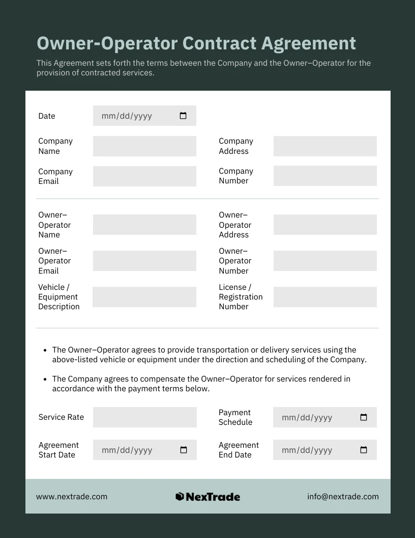 Owner-Operator Contract Template - Venngage
