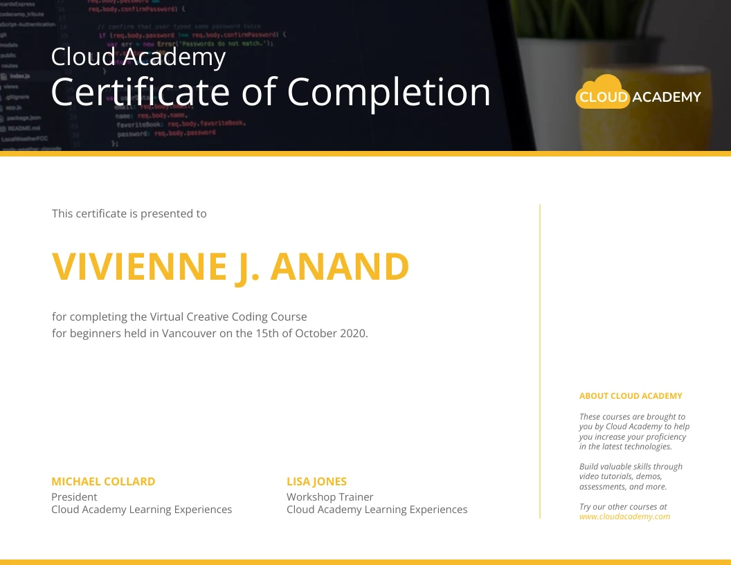 Technology Certificate of Completion Template - Venngage